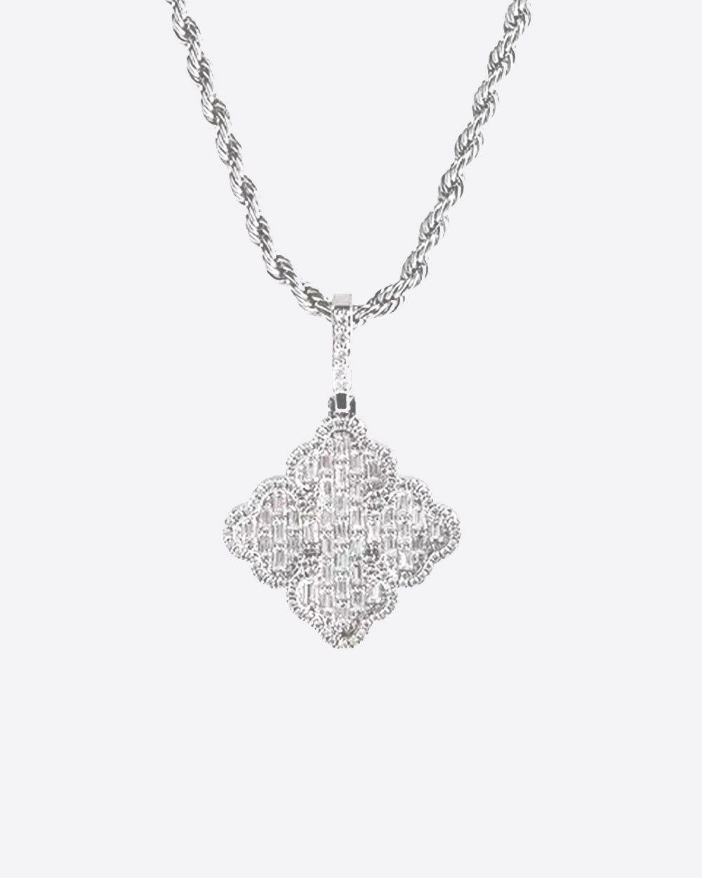 ICED CLOVER PENDANT. - WHITE GOLD | Drippy Amsterdam